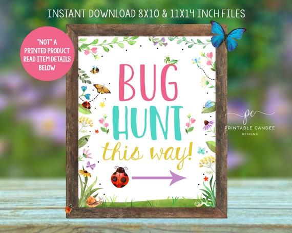 Bug Hunt Sign Girl Bugs Birthday Party Decor Bee Scavenger - Etsy