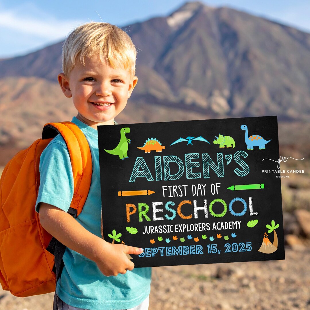 Editable Dinosaur First Day of School Sign Trex 1st Day of Preschool ...
