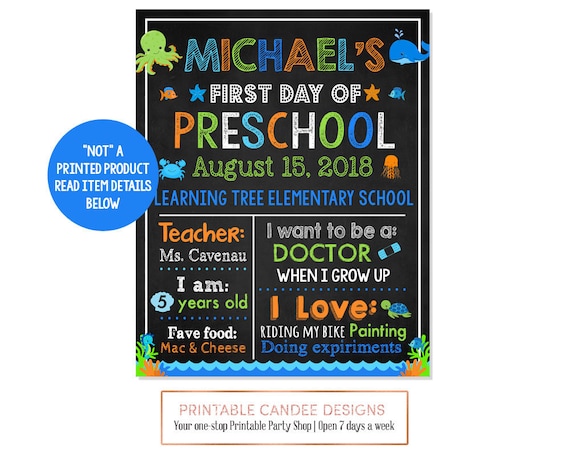 Under the Sea First Day of Preschool Sign 1st Day of | Etsy