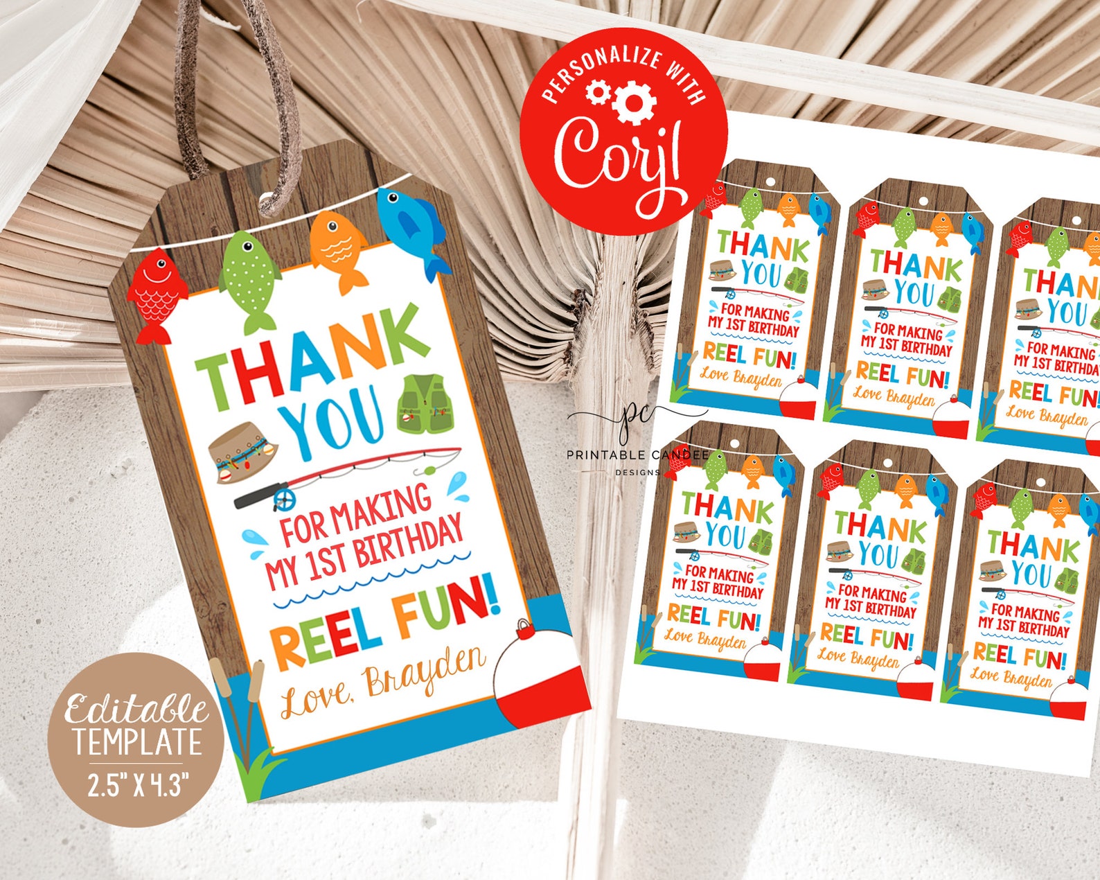 Editable Fishing Favor Tags the Big One Favors Fishing - Etsy