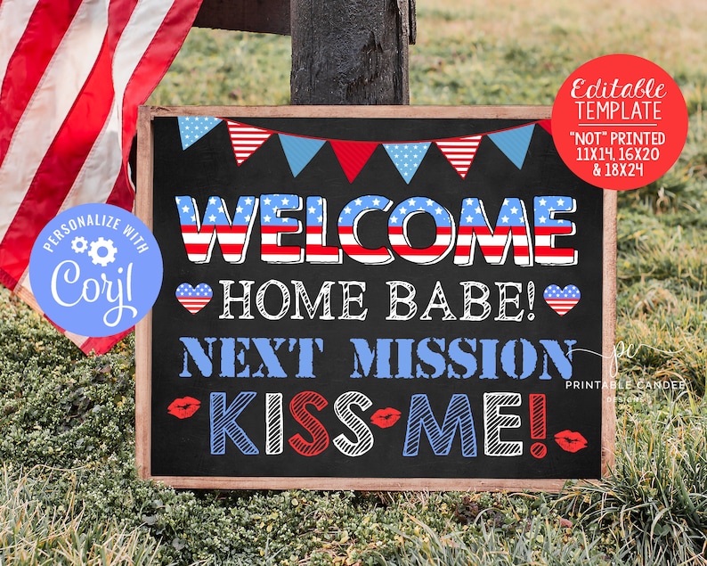 Welcome Home Wife Spouse Husband Sign Template Sailor Homecoming Kisses ...