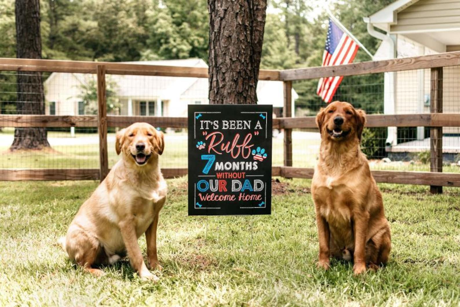 Welcome Home Dog Sign Dad Pet Homecoming Back From Deployment Best ...