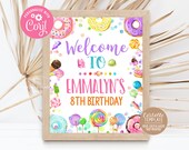 Candy Welcome Sign Template Lollipop Donut Girl Birthday Theme - Etsy