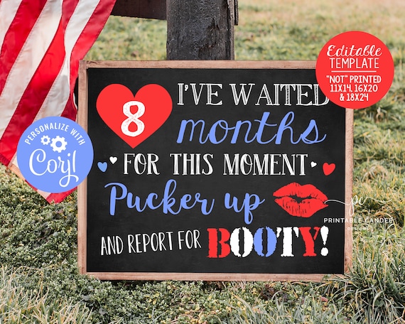 Welcome Home Wife Spouse Husband Sign Template Pucker up - Etsy