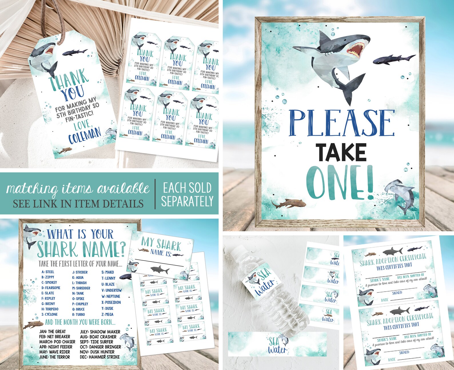 Shark Food Tents Template Summer Boy Birthday Menu Ocean Party - Etsy