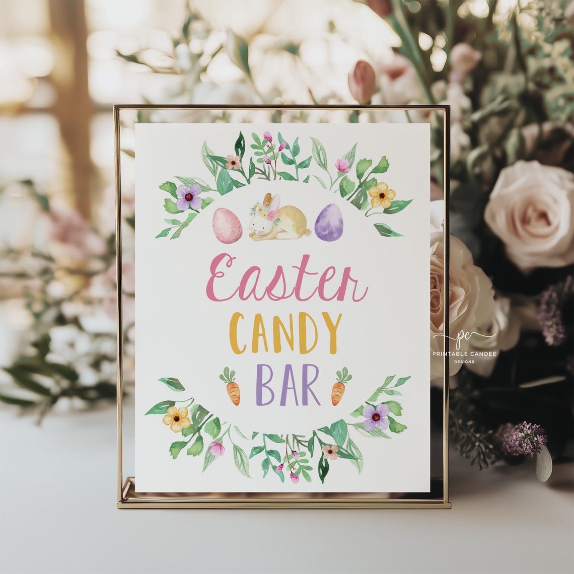 Easter Candy Bar Sign Girl Birthday Party Pastel Bunny Theme Easter ...
