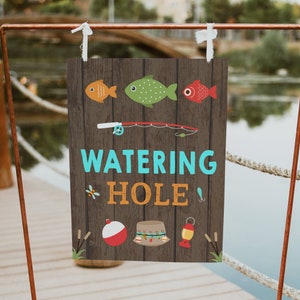 Fishing Drink Sign Fish Table Fishing Party Signs Rustic Fishing Decor ...