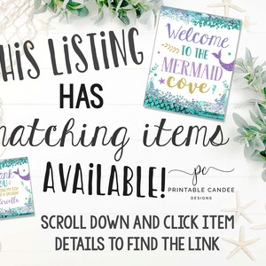 Mermaid Party Favor Sign Purple Teal Birthday Theme Decorate A Treasure ...