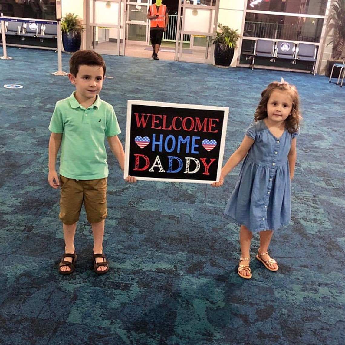 Welcome Home Daddy Sign Editable Red White Blue Homecoming | Etsy