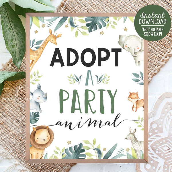 Adopt an Animal Birthday Sign - Etsy