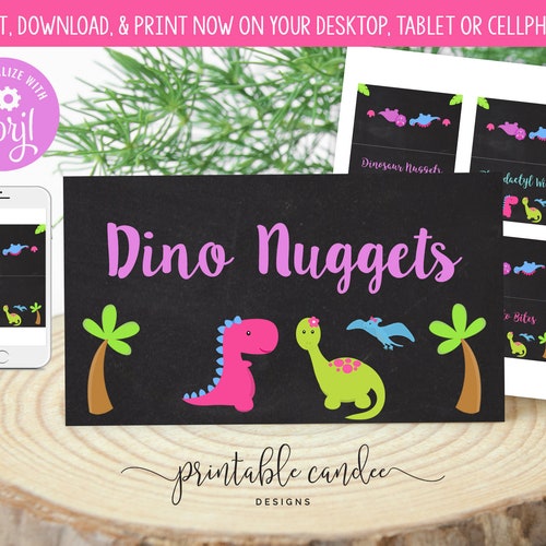 Dinosaur Food Tent Signs Chalk Girl Birthday Party Pink Purple - Etsy