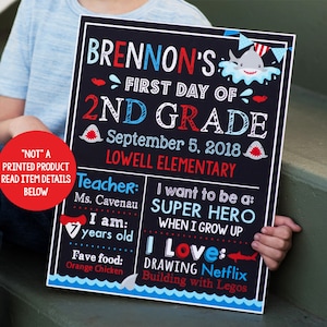 Shark First Day of Preschool Sign 1st Day of Kindergarten Back to ...