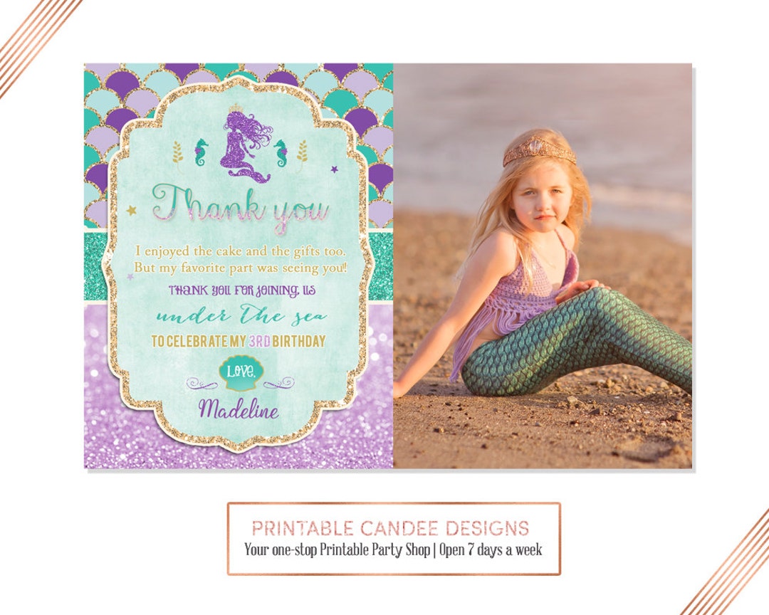 Mermaid Thank You, Under the Sea Thank You, Purple Gold Tealthank You ...