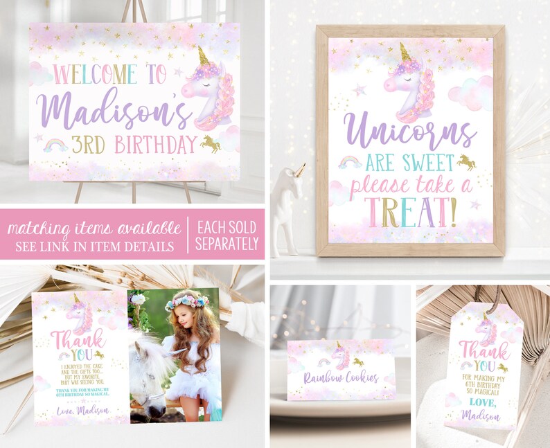 Editable Unicorn Welcome Sign Pastel Rainbow Unicorns Theme - Etsy