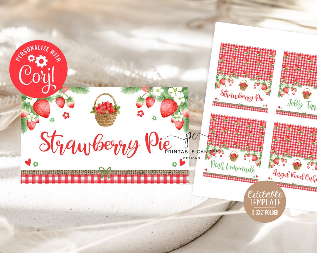 Strawberry Food Labels Strawberries Birthday Theme Summer Berry Food ...