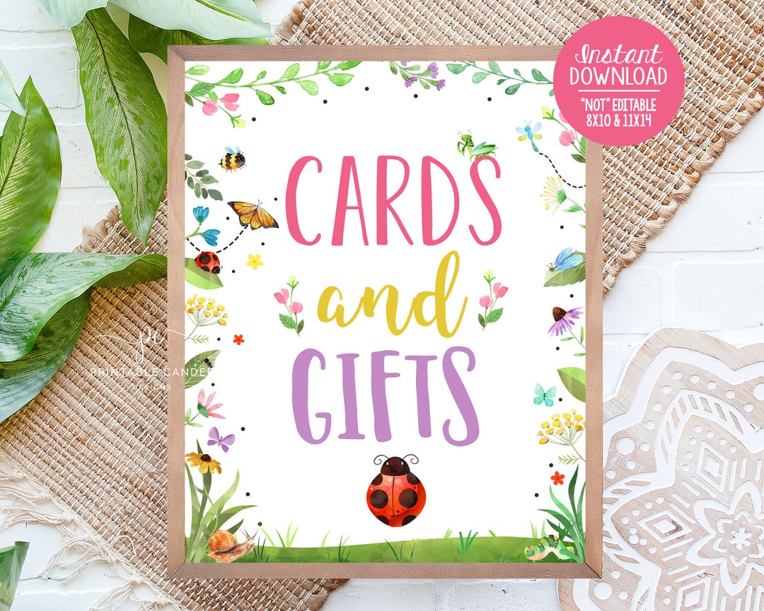 Bug Gift Sign Girl Bugs Birthday Party Decor Bee Gifts and Cards ...