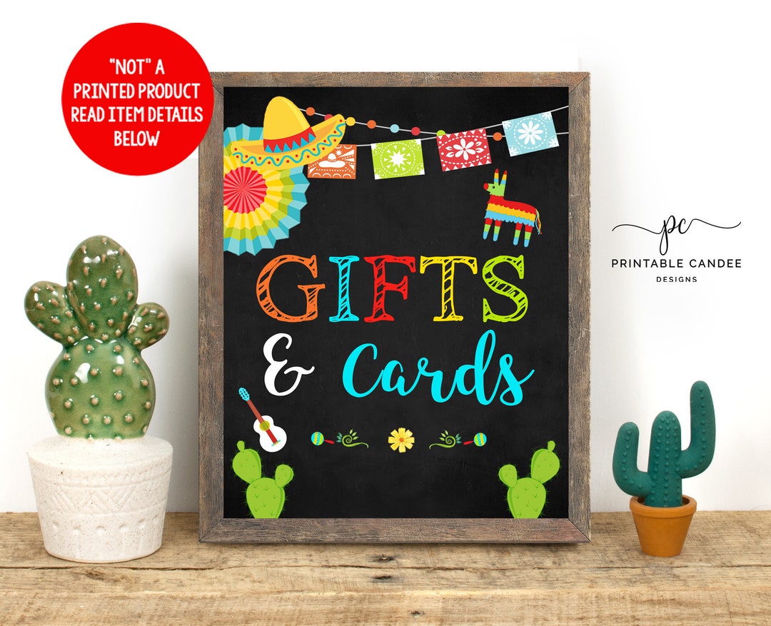 Fiesta Gift and Cards Table Sign Printable Mexican Cactus Baby Shower ...
