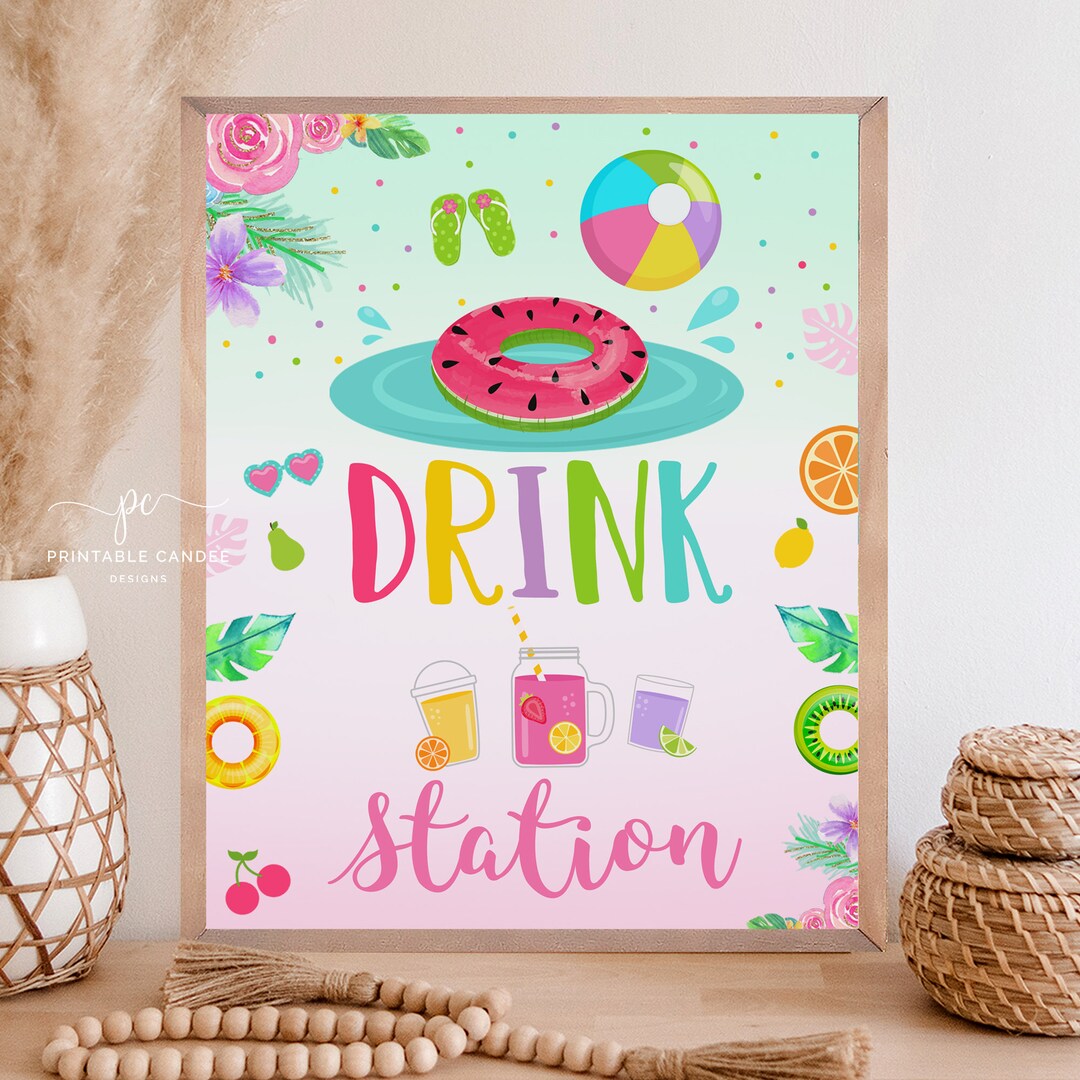 Twotti Frutti Pool Party Drink Sign Tutti Frutti Summer Fruit Party ...
