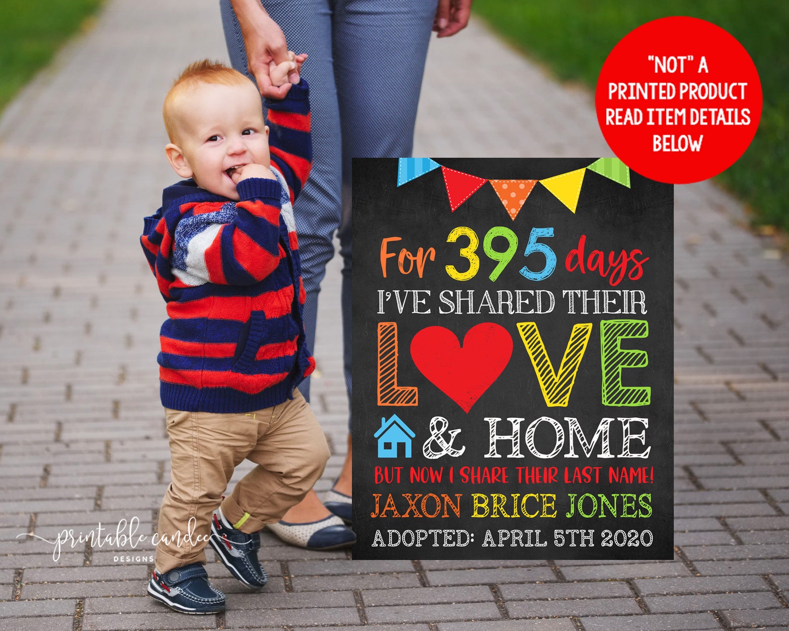 Adoption Announcement Sign Digital Chalkboard Adopted Boy Girl Rainbow ...