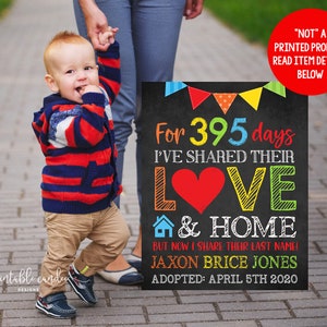 Adoption Announcement Sign Digital Chalkboard Adopted Boy Girl Rainbow ...