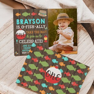 Fishing Birthday Invitation Template Rustic Fishing Photo Invite ...