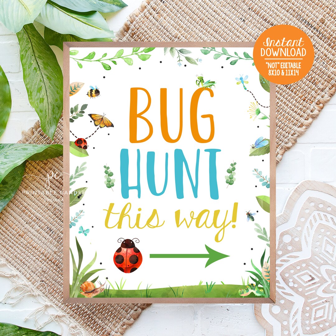 Bug Hunt Sign Boy Bugs Birthday Party Decor Bee Scavenger Nature Hunt ...