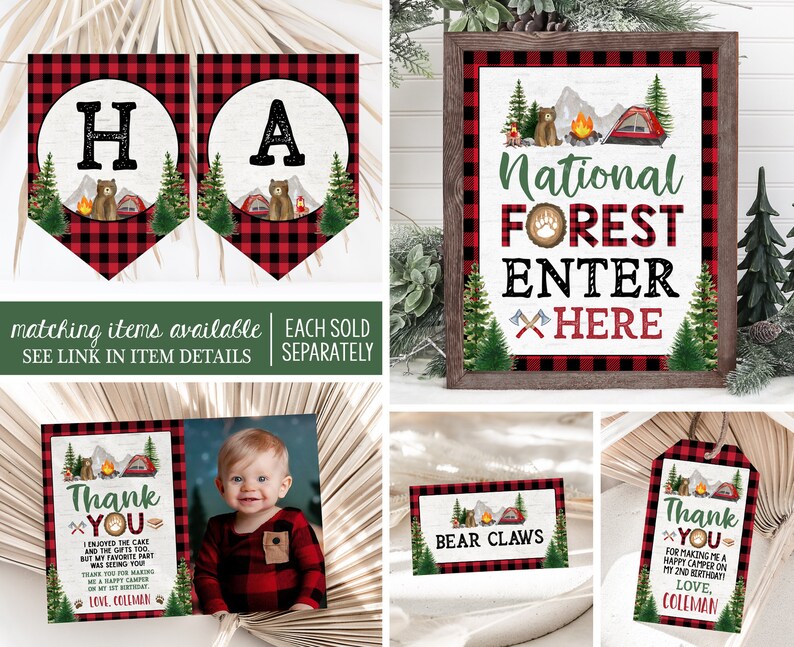 Editable Camping Food Labels One Happy Camper Smores Red Lumberjack ...