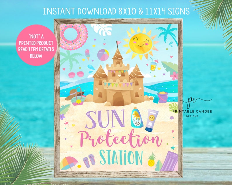 Beach Party Sun Protection Station Girl Birthday Summer Beach - Etsy