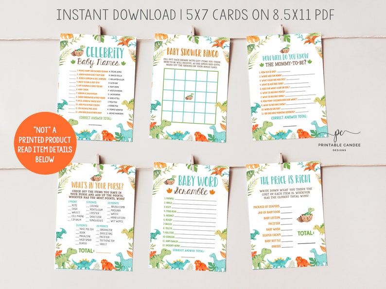 Dinosaur Baby Shower Games Pack It's a Boy Dino Party - Etsy