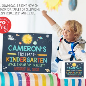 Editable Outer Space First Day of School Sign Last Day Preschool Any ...