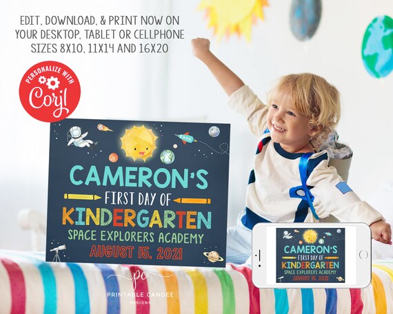 Editable Outer Space First Day of School Sign Last Day | Etsy