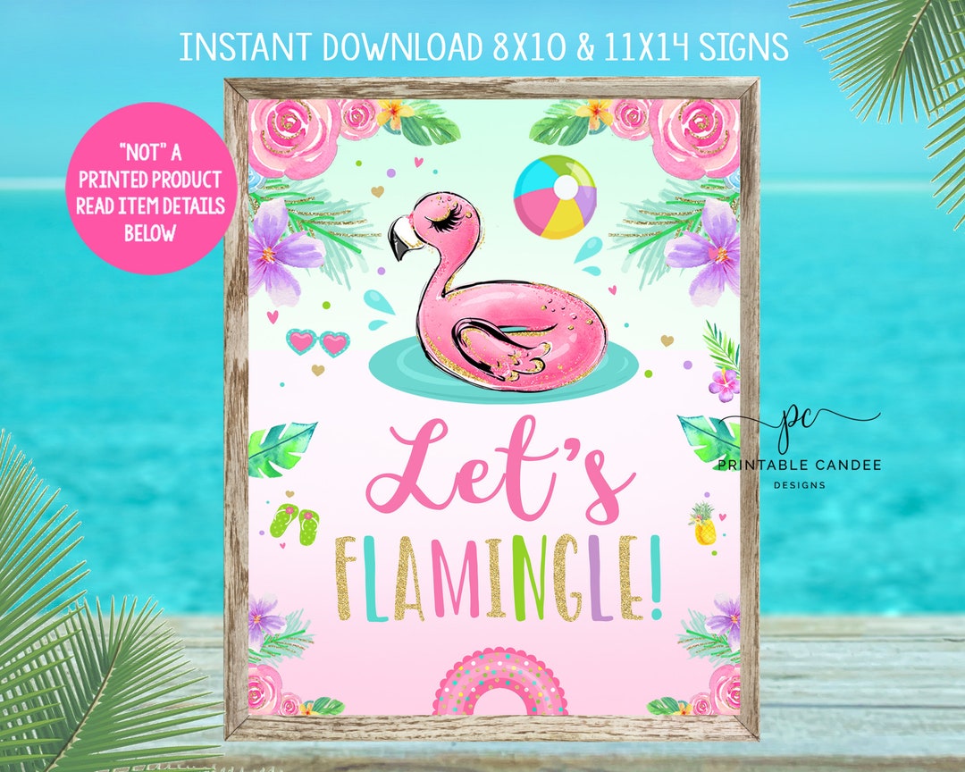 Flamingo Pool Party Sign Girl Birthday Tropical Summer - Etsy