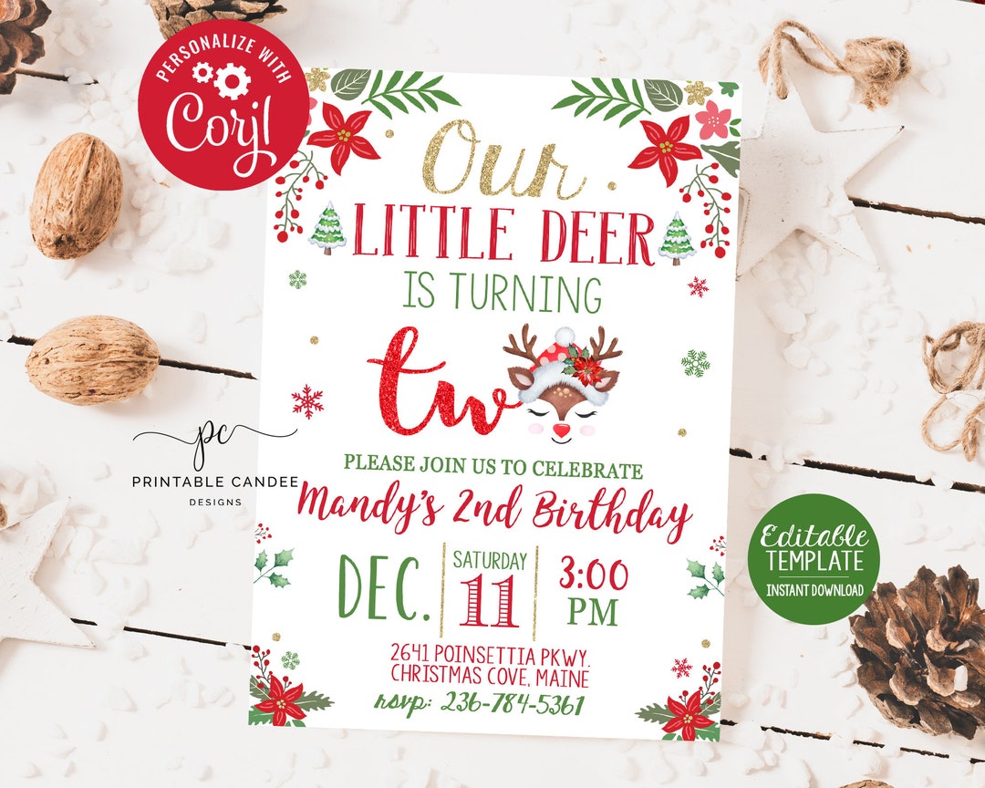 Editable Reno Invitación de cumpleaños de Navidad Pequeño - Etsy México