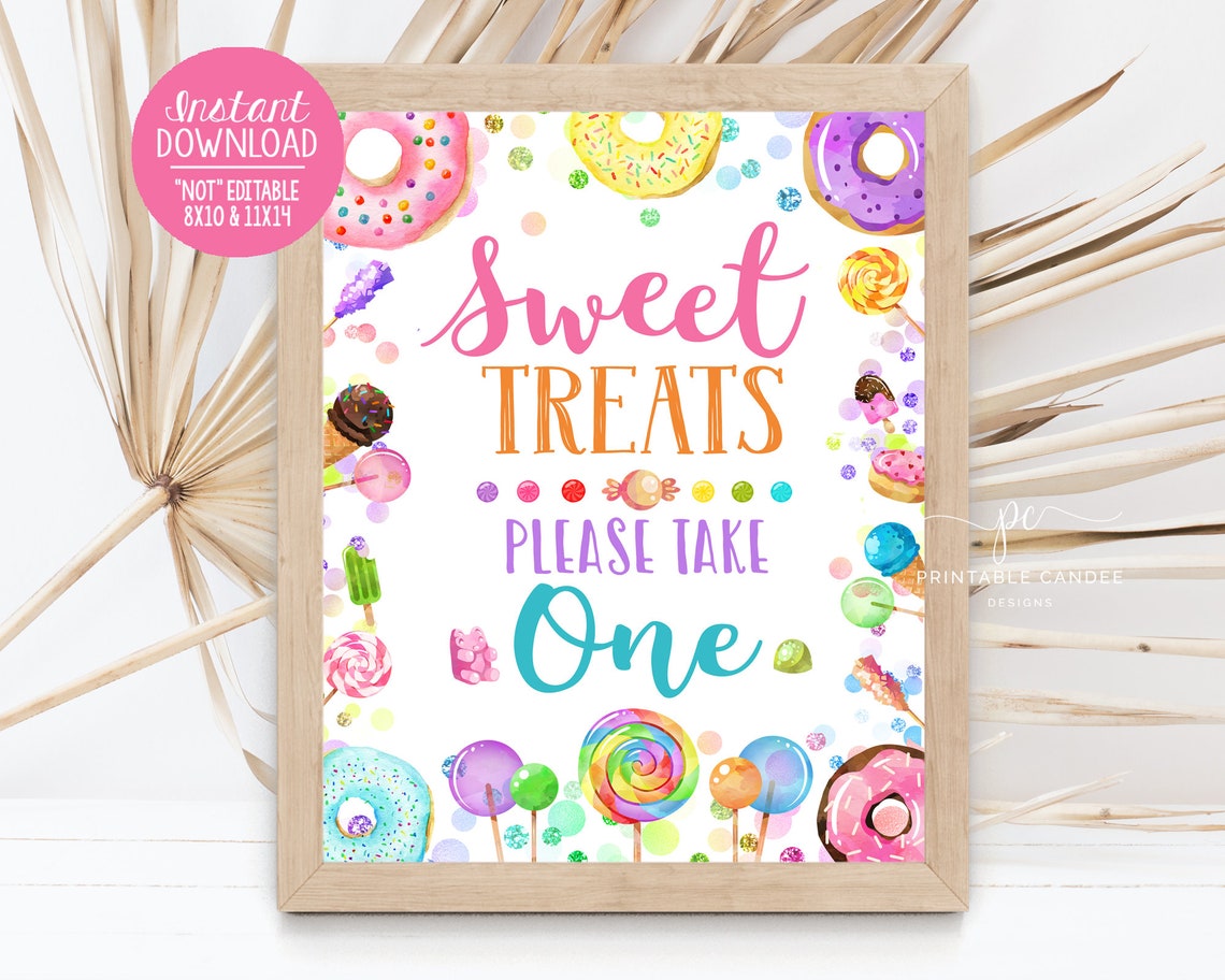 Candy Favor Sign Lollipop Donut Girl Sweet Shop Favors Birthday Decor ...