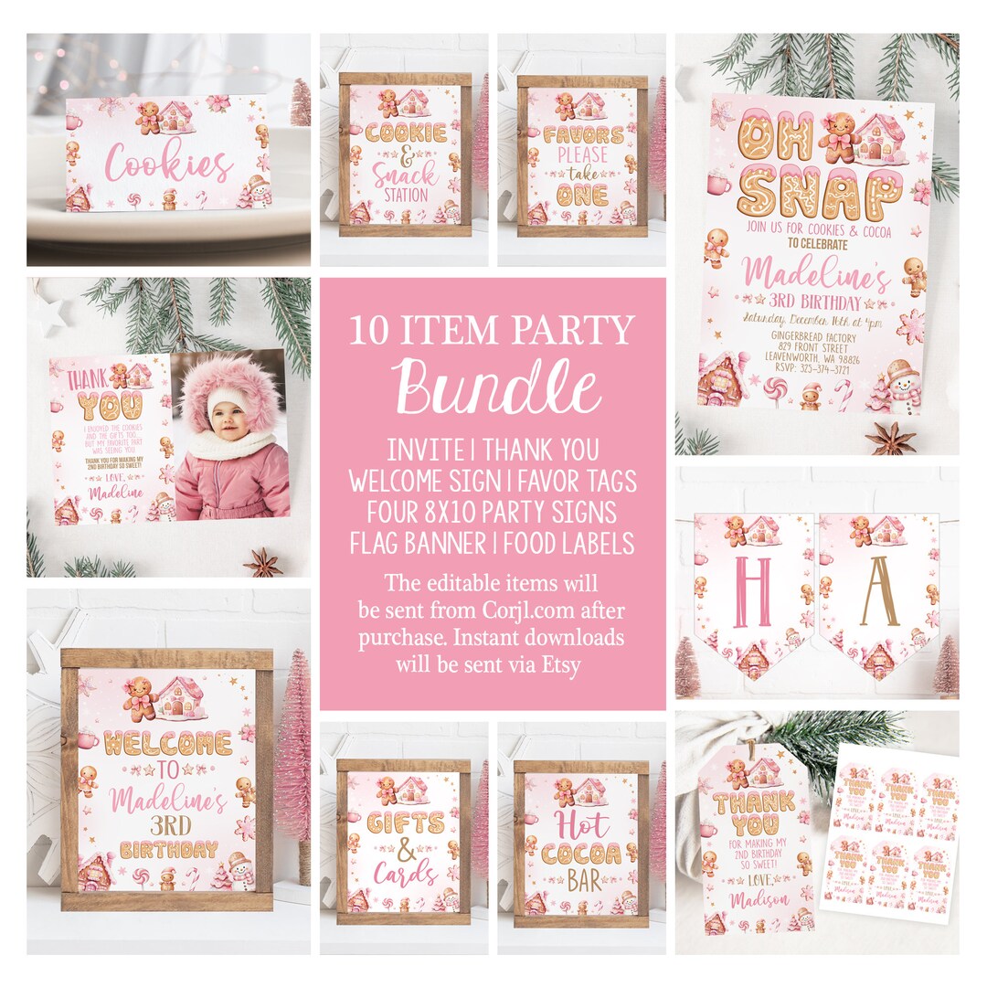 Editable Christmas Cookie Party Bundle Oh Snap Cookie Decorating Favors ...