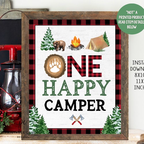 Camping Snacks Food Sign Decor Lumberjack One Happy Camper - Etsy