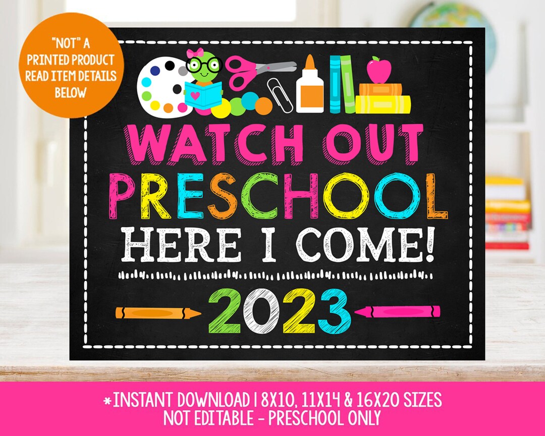 First Day of Preschool Sign Girl First Day of School - Etsy