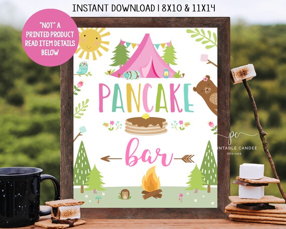 Pancake Bar Party Sign Girl Camping Food Station Bonfire | Etsy