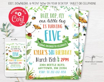 Insect Birthday Party Invitation Insect Invite Bug Birthday - Etsy