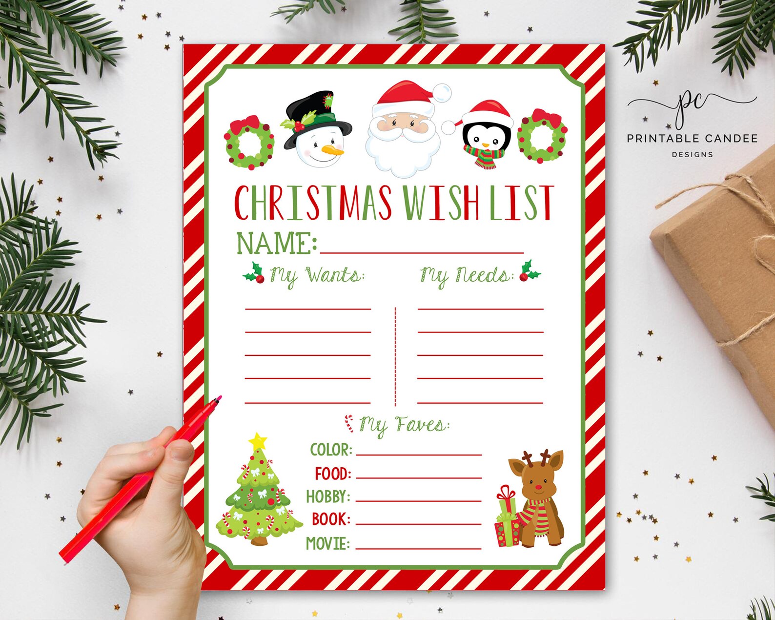 Santa Letter Christmas Wish List Kids Christmas List Instant Download ...