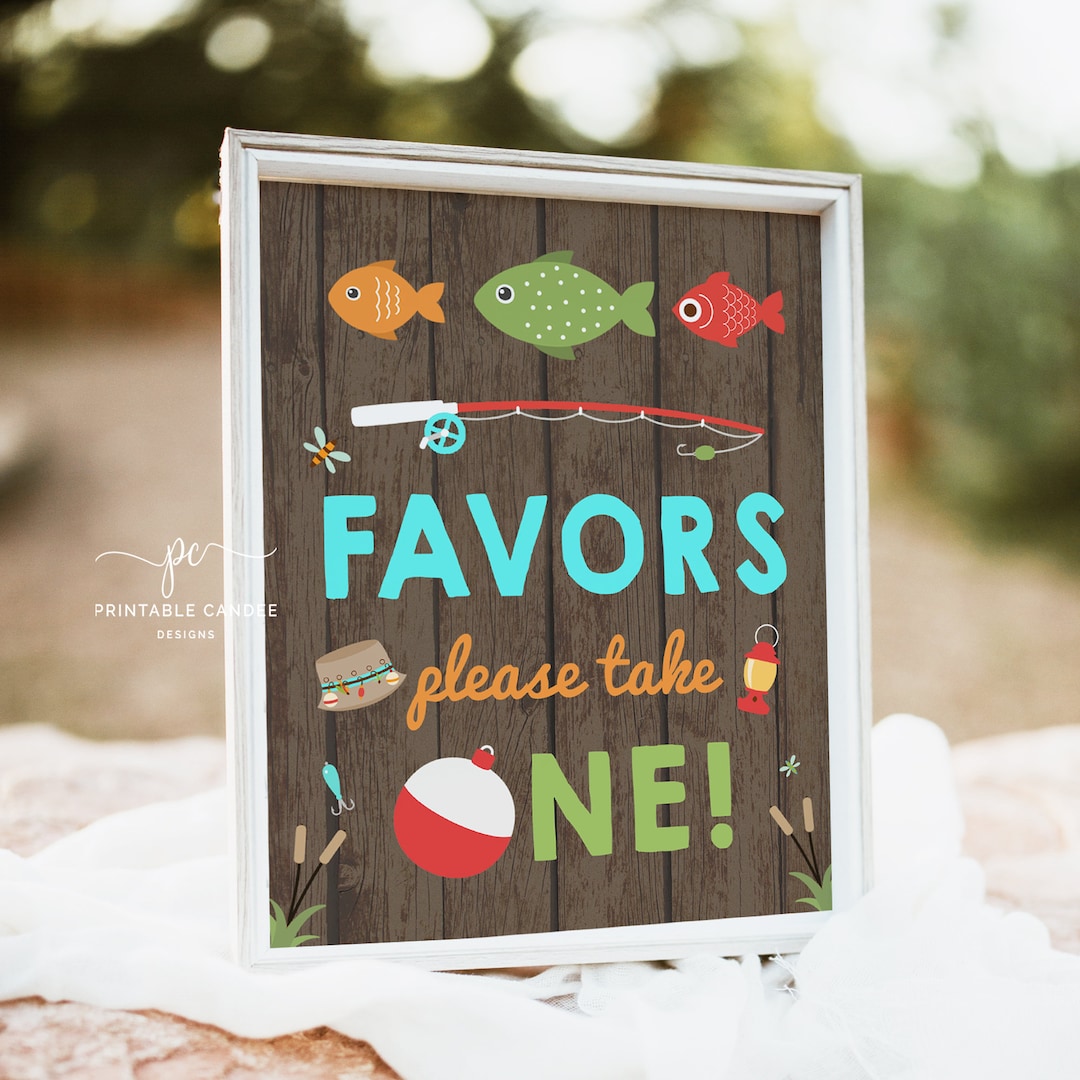Fishing Favor Sign Fish Table Sign Fishing Party Signs Rustic Fishing ...