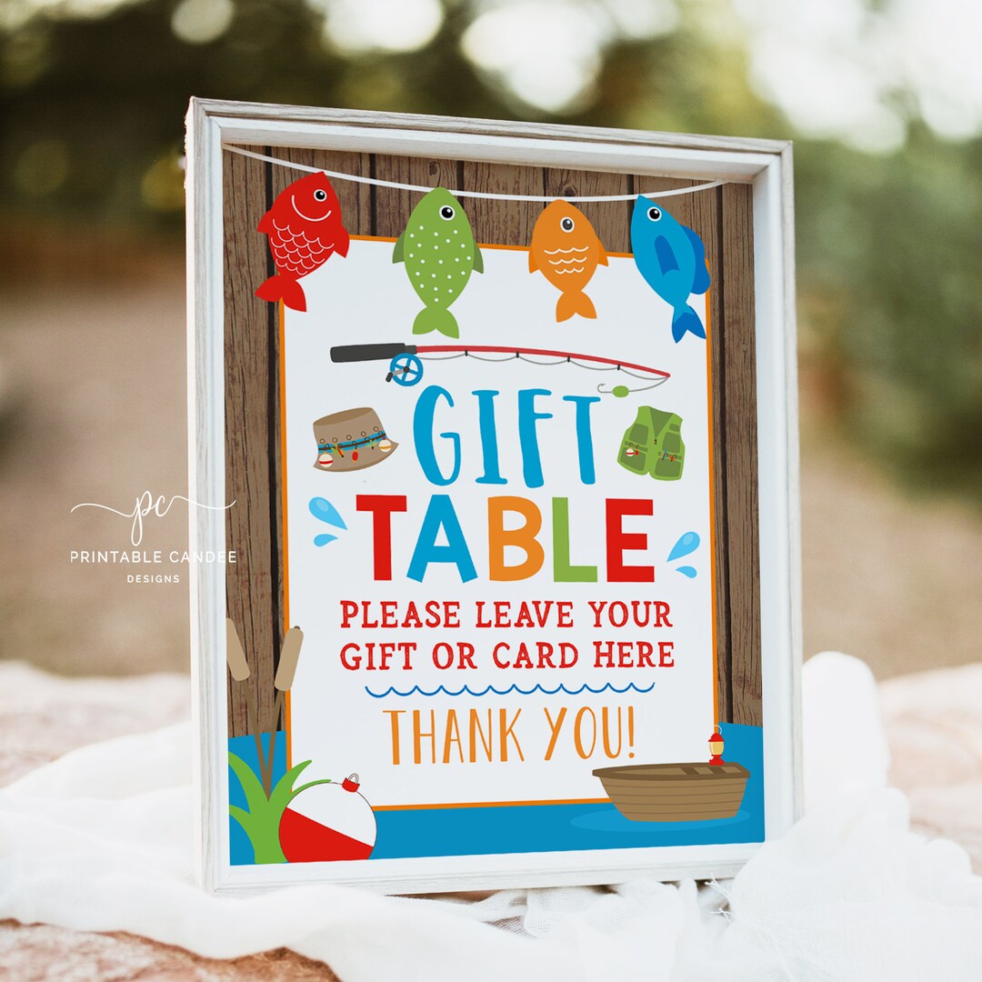 Fishing Gift Table Sign Fish Table Sign Fishing Party Signs Fishing ...