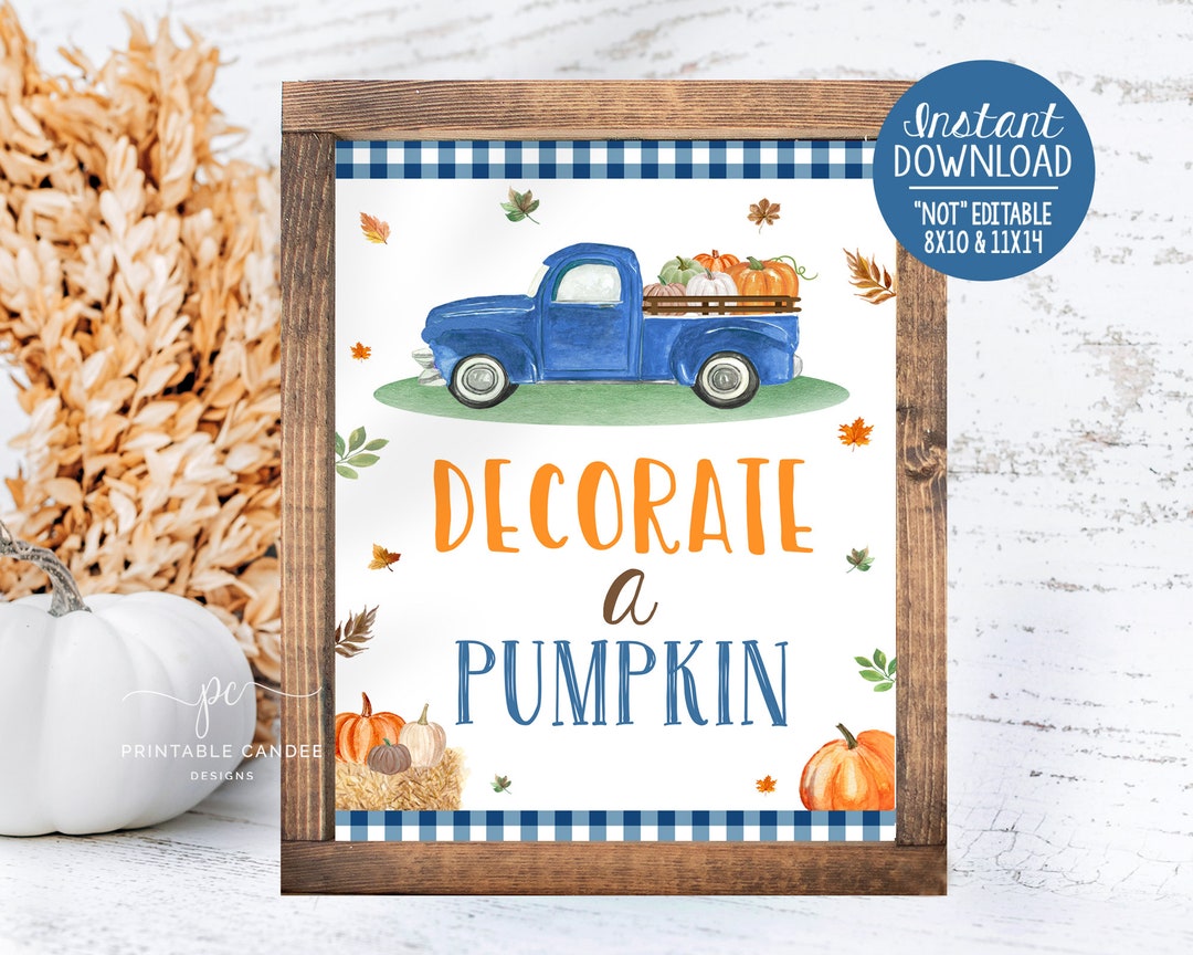 Pumpkin Decorating Sign Birthday Boy Table Sign Pumpkin Party - Etsy