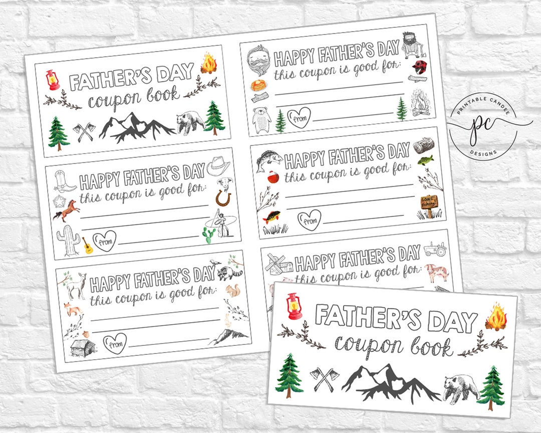 Father's Day Coupon Book Printable Kids Children Dad Gift Coloring Page ...