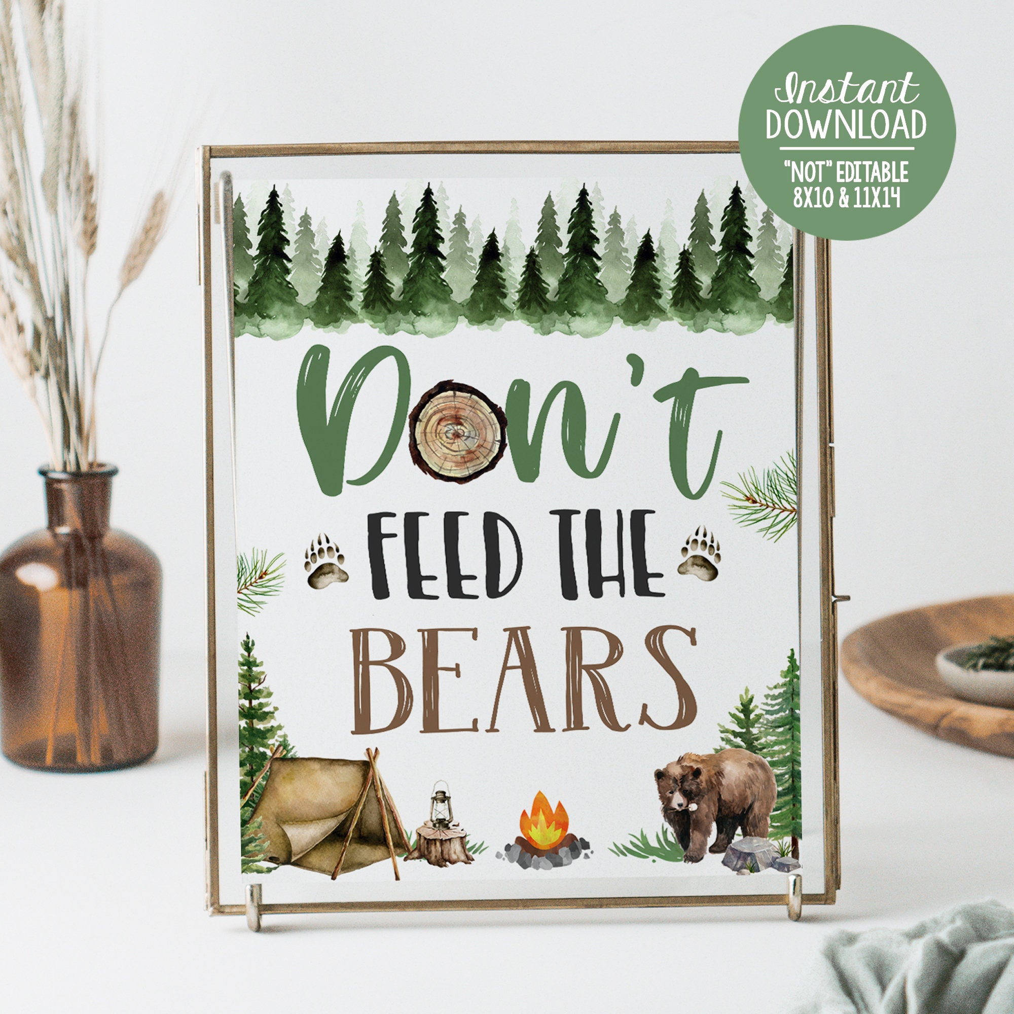 Camping Don't Feed the Bears Sign Party Decor Lumberjack One Happy ...