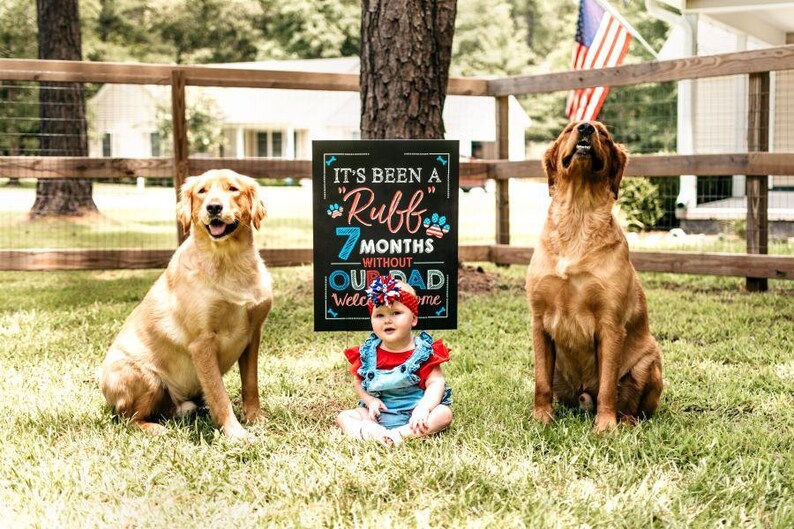 Welcome Home Dog Sign Dad Pet Homecoming Back from Deployment | Etsy
