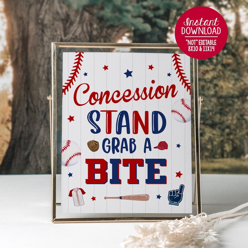 Baseball Birthday Concession Stand Sign Rookie of the Year Sports Party ...
