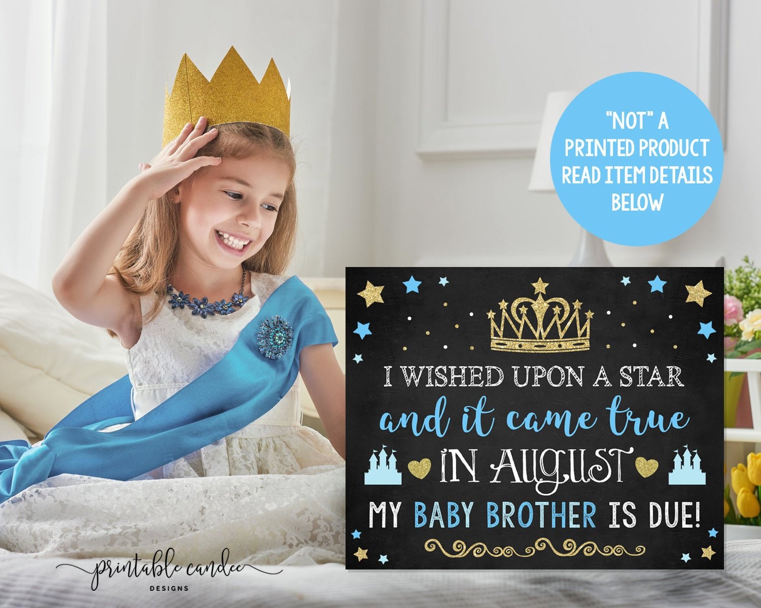 Princess Big Sister Announcement Crown Castle Blue Gold Photoshoot Prop ...