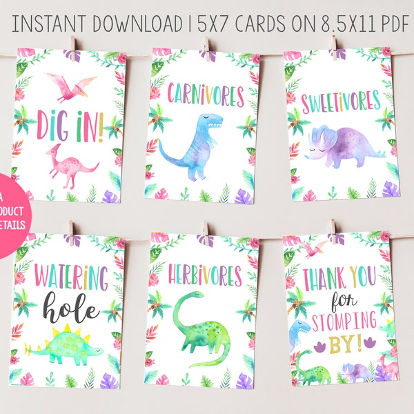 Dinosaur Food Table Signs - Etsy