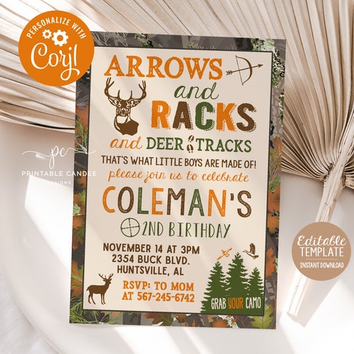 Oh Deer Hunting Birthday Invitation Camo Party Invite Hunting - Etsy